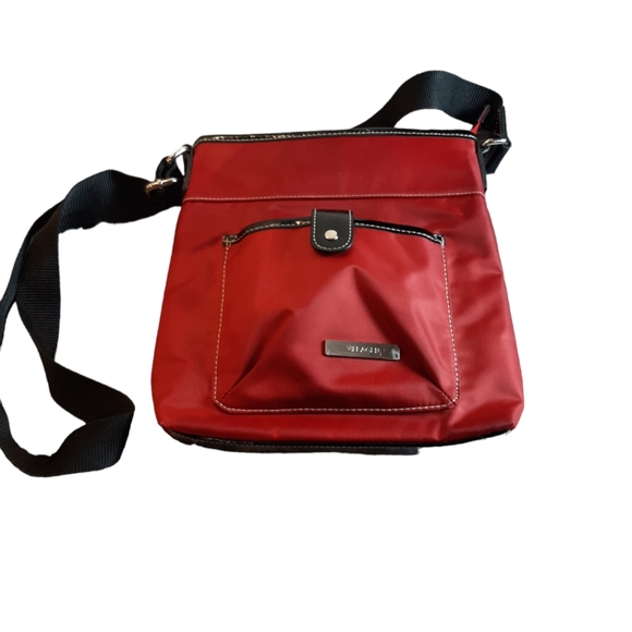 villager | Bags | Villager Red Black Crossbody Canvas Bag | Poshmark
